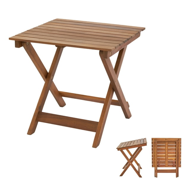 Ktaxon 18" Acacia Wood Square Folding Side Table, Wooden Table for ...