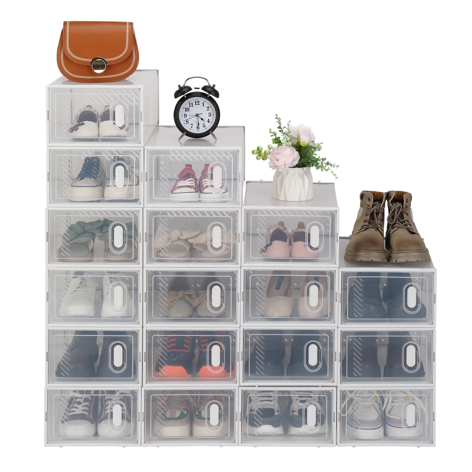 Ktaxon 18 Pack Stackable Organized Shoe Containers, Clear Plastic ...