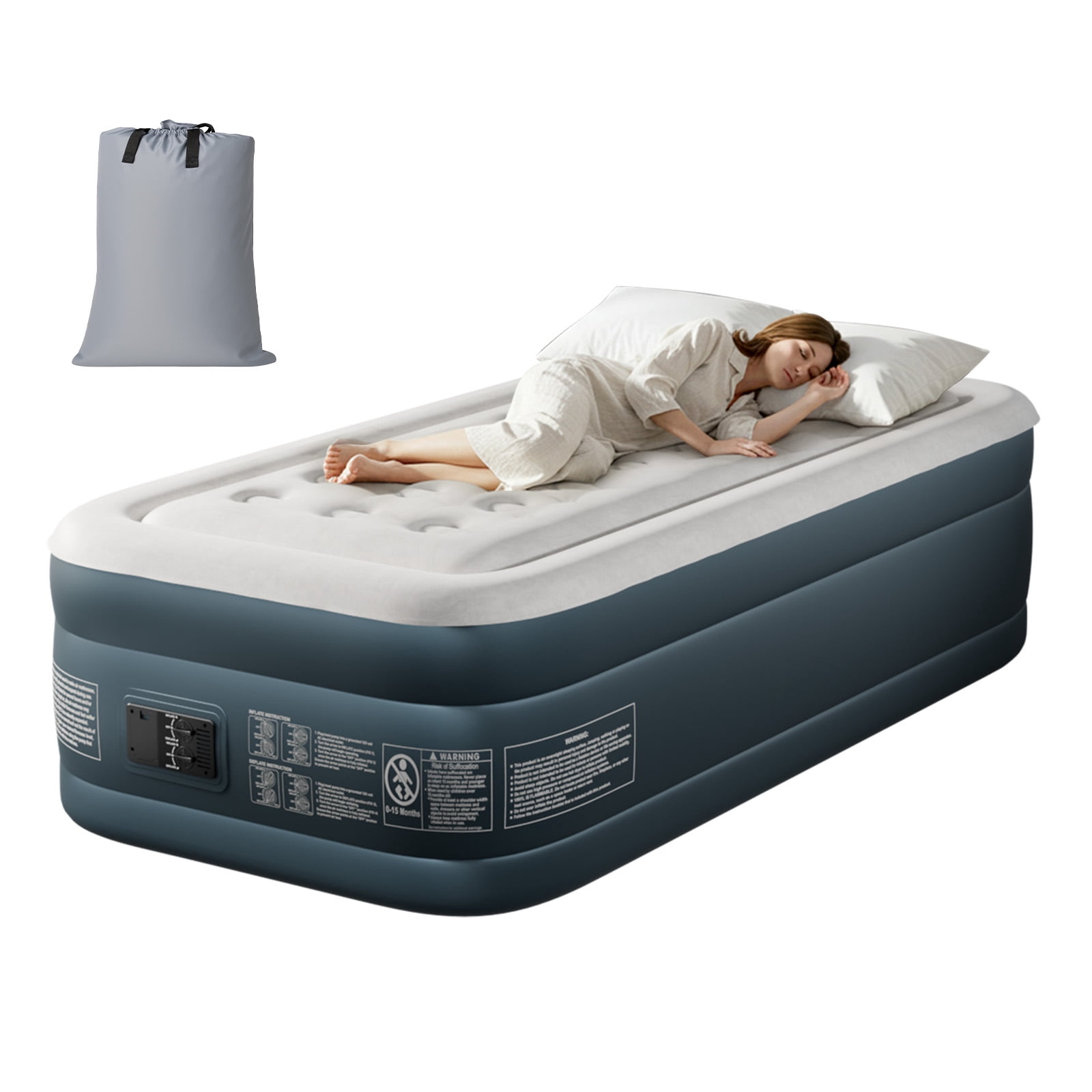Ktaxon 18" Twin Air Mattress with Built-in Pump, Elevated Inflatable ...