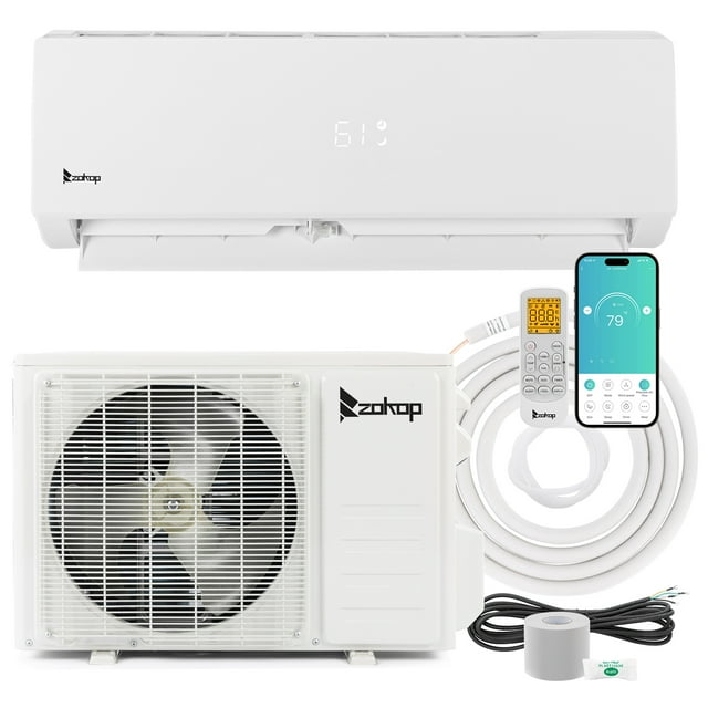 Ktaxon 18000 BTU Slim Ducted Mini Split Heat Pump Air Conditioner 16ft ...