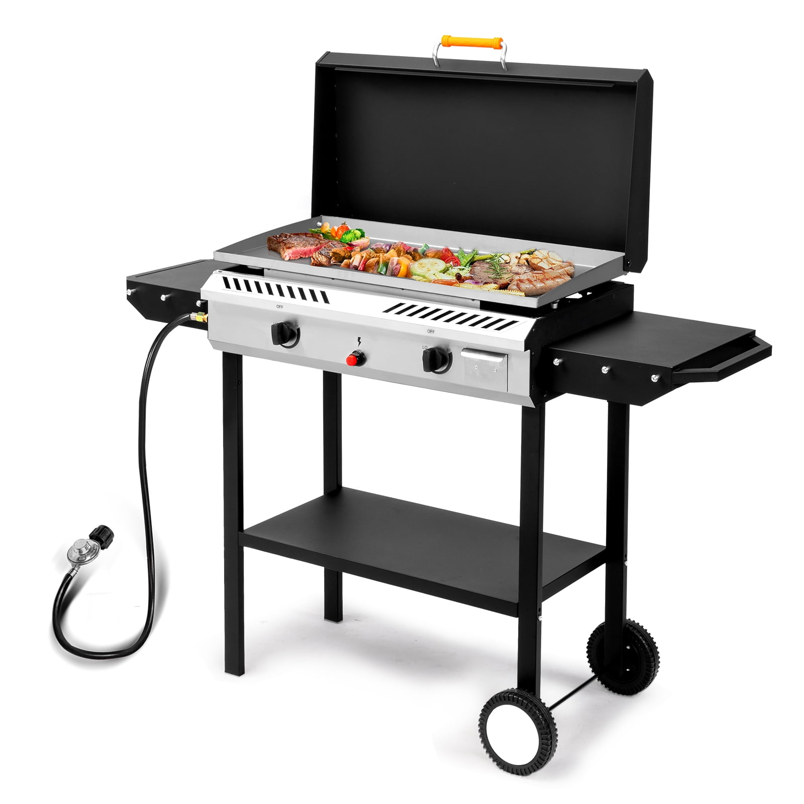 Ktaxon 2 Burner Propane Griddle Flat Top Gas Grill 150000 BTU 2 IN 1 ...