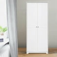 Ktaxon White 2-Door Tall Closet Armoire with 5 Shelves, Kitchen Pantry ...