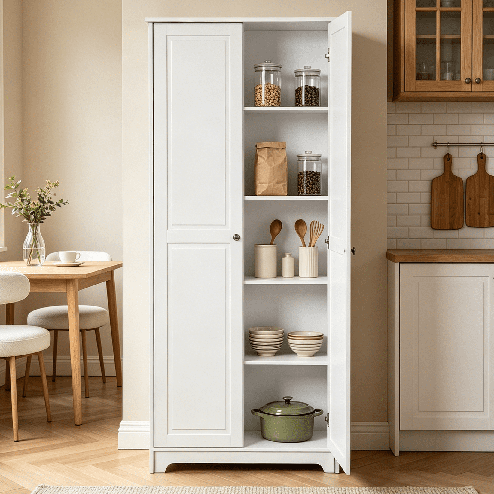 Ktaxon White 2-Door Tall Closet Armoire with 5 Shelves, Kitchen Pantry ...