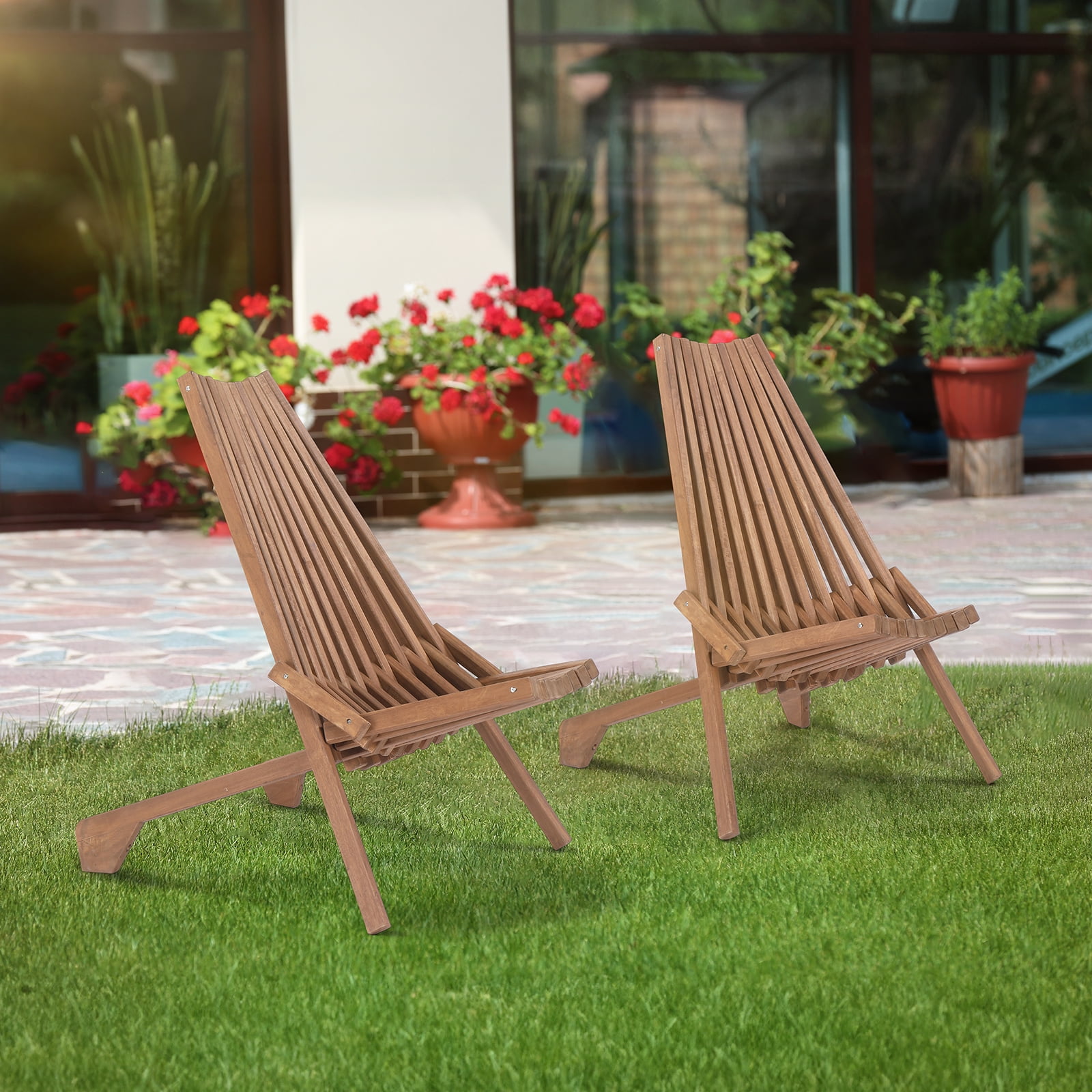 Ktaxon 2 Pack Wood Folding Chair, Acacia Wood Chairs for Outdoor and ...