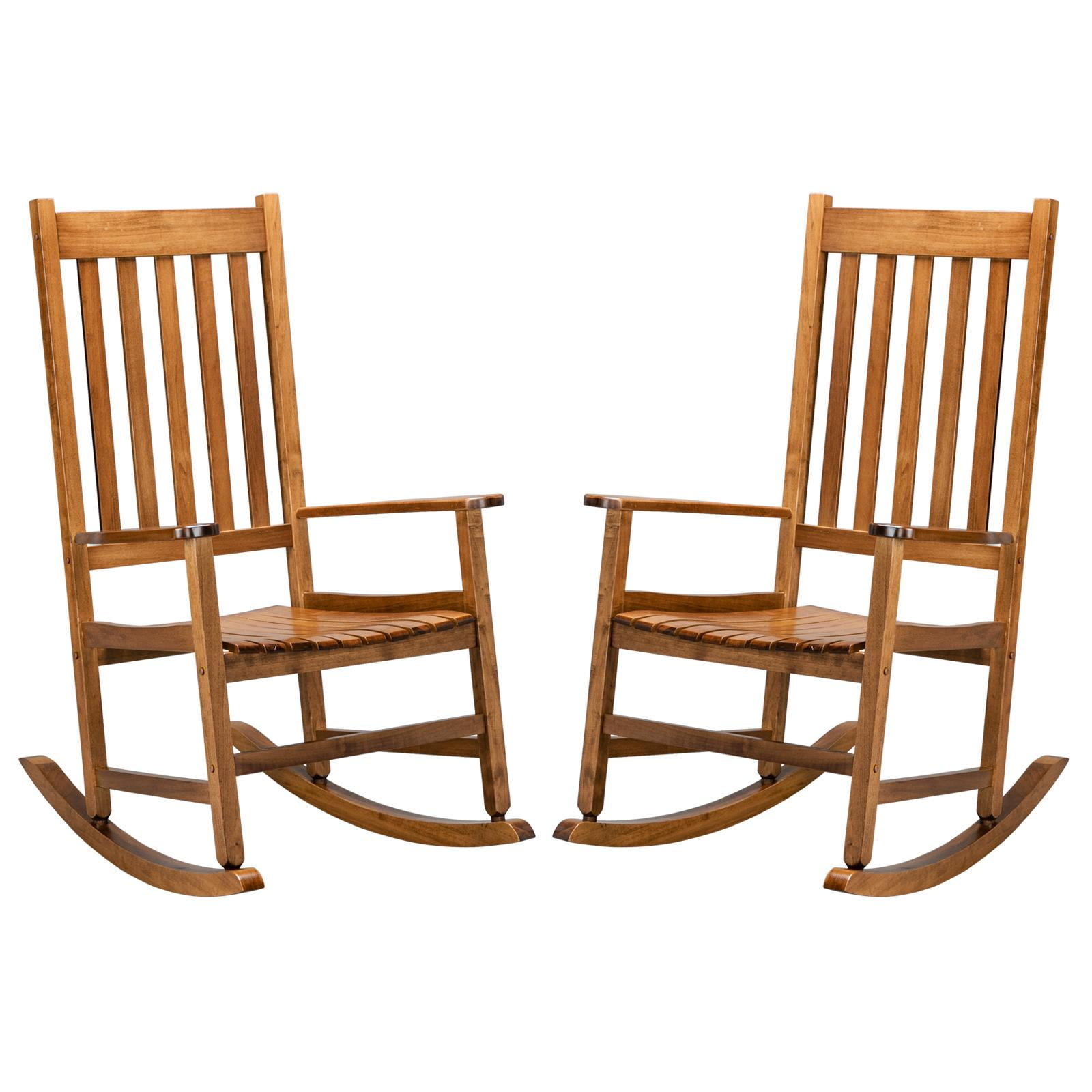 Ktaxon 2 Pack Wooden Rocking Chair, Wood Chair for Outdoor and Indoor ...