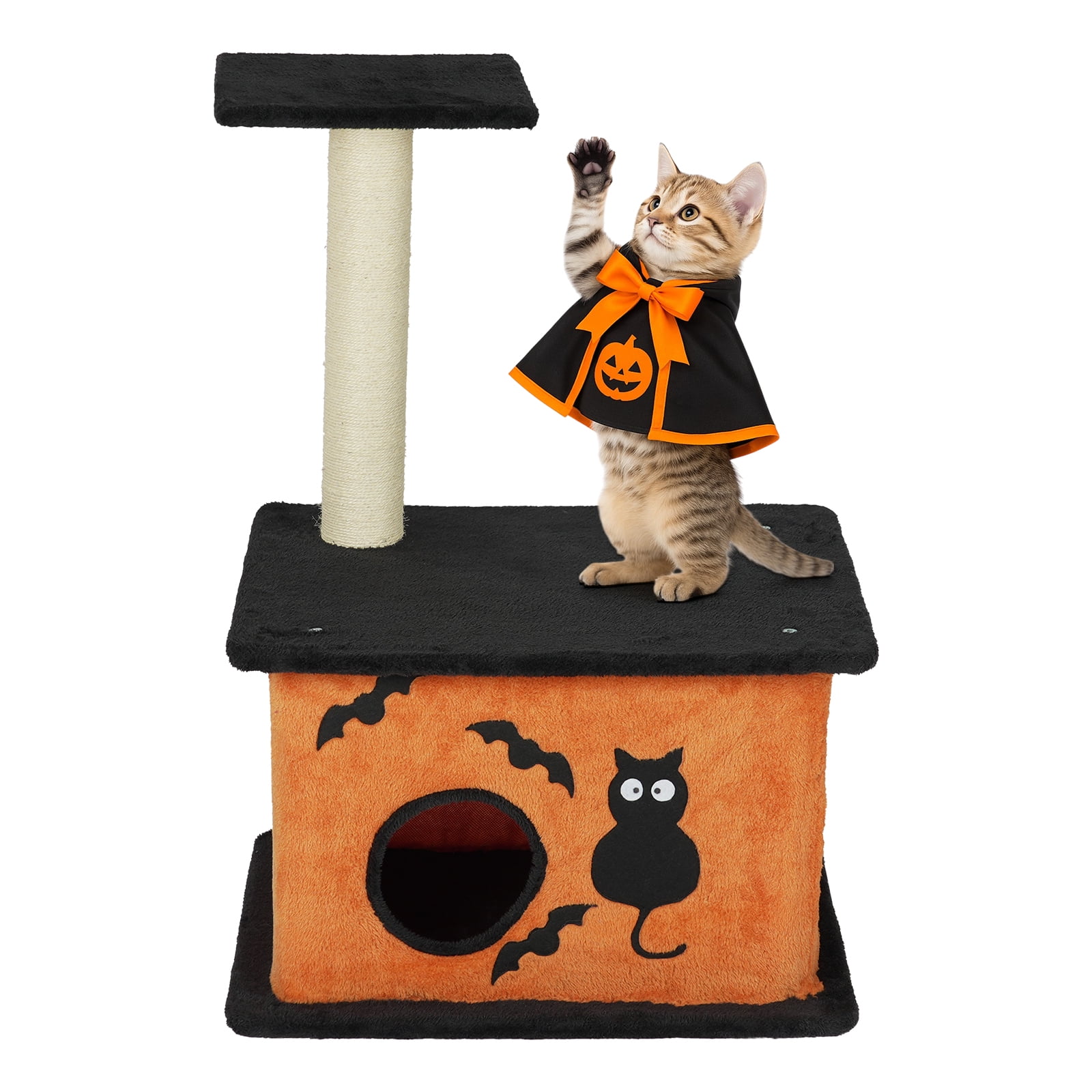Ktaxon 2-Tier Halloween Cat Tree, 60x48x110cm Scary Face Cat Tower ...