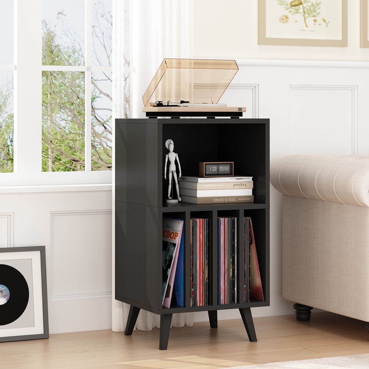 Ktaxon 2-Tier Record Player Stand, Turntable Stand with Charging ...