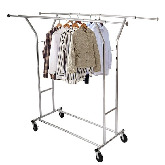 "Ktaxon Adjustable Clothes Storage Rack, Silver, Iron Parallel Bars, 51 ...