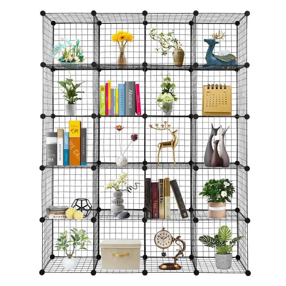 Ktaxon 20-Cube Metal Grid Organizer, Stackable Modular Shelves Storage ...