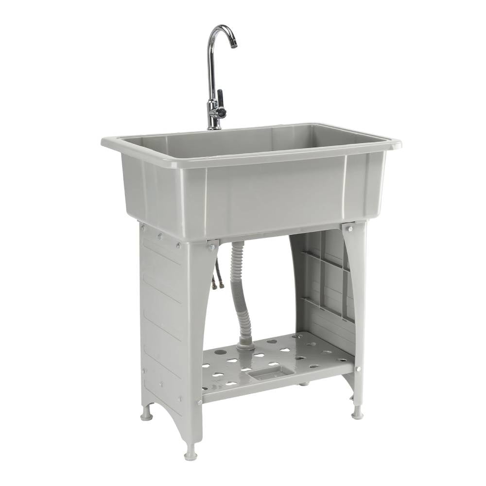 Ktaxon 20 Gallon Plastic Utility Sink with Hot/Cold Faucet, 36 ...