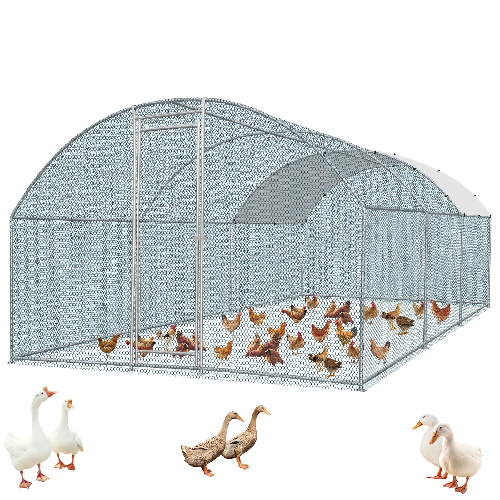 Ktaxon 20' x 10' Metal Chicken Coop with Run, Walkin Poultry Cage for ...