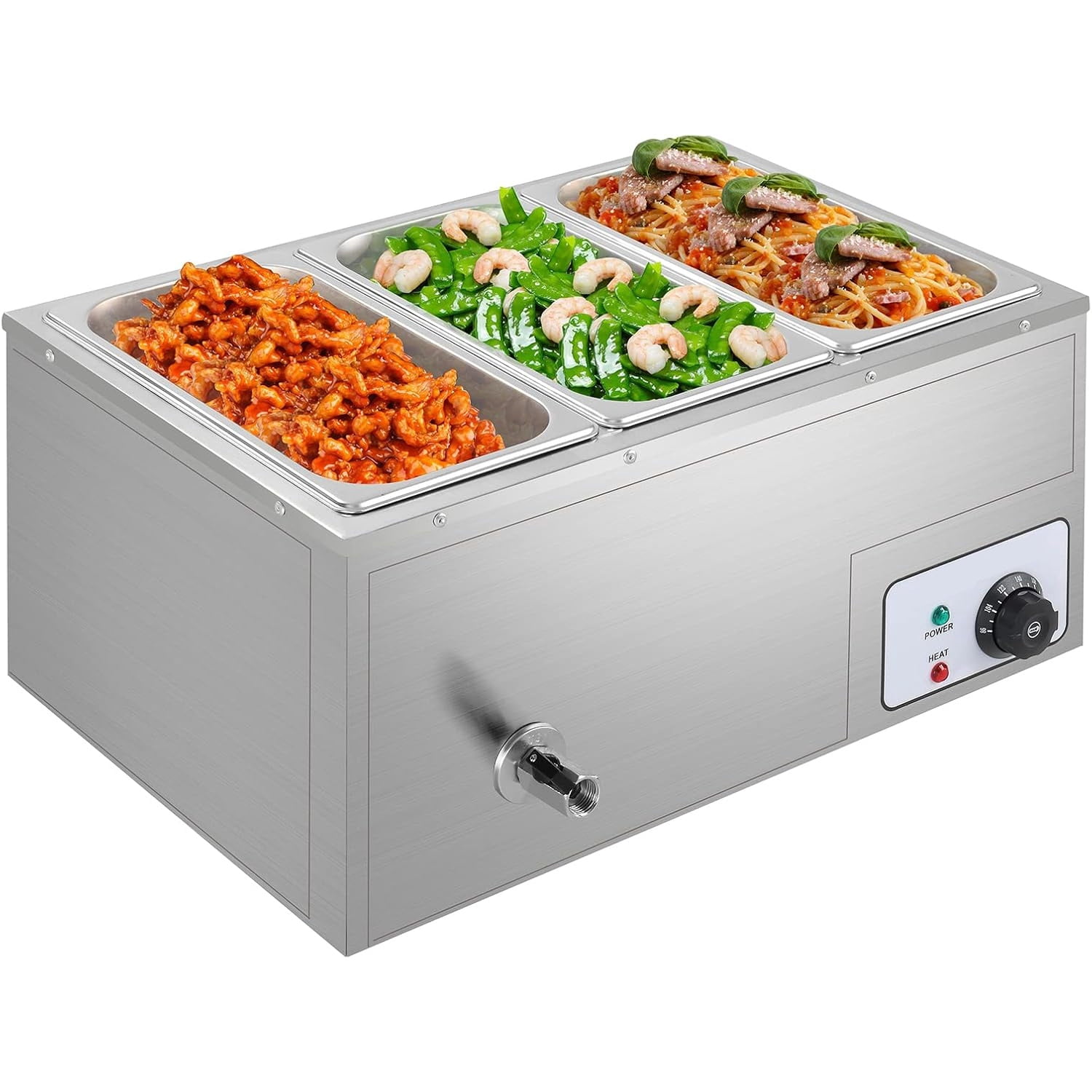 Ktaxon 21QT Commercial Food Warmer, 3-Pan Electric Steam Table, Buffet ...