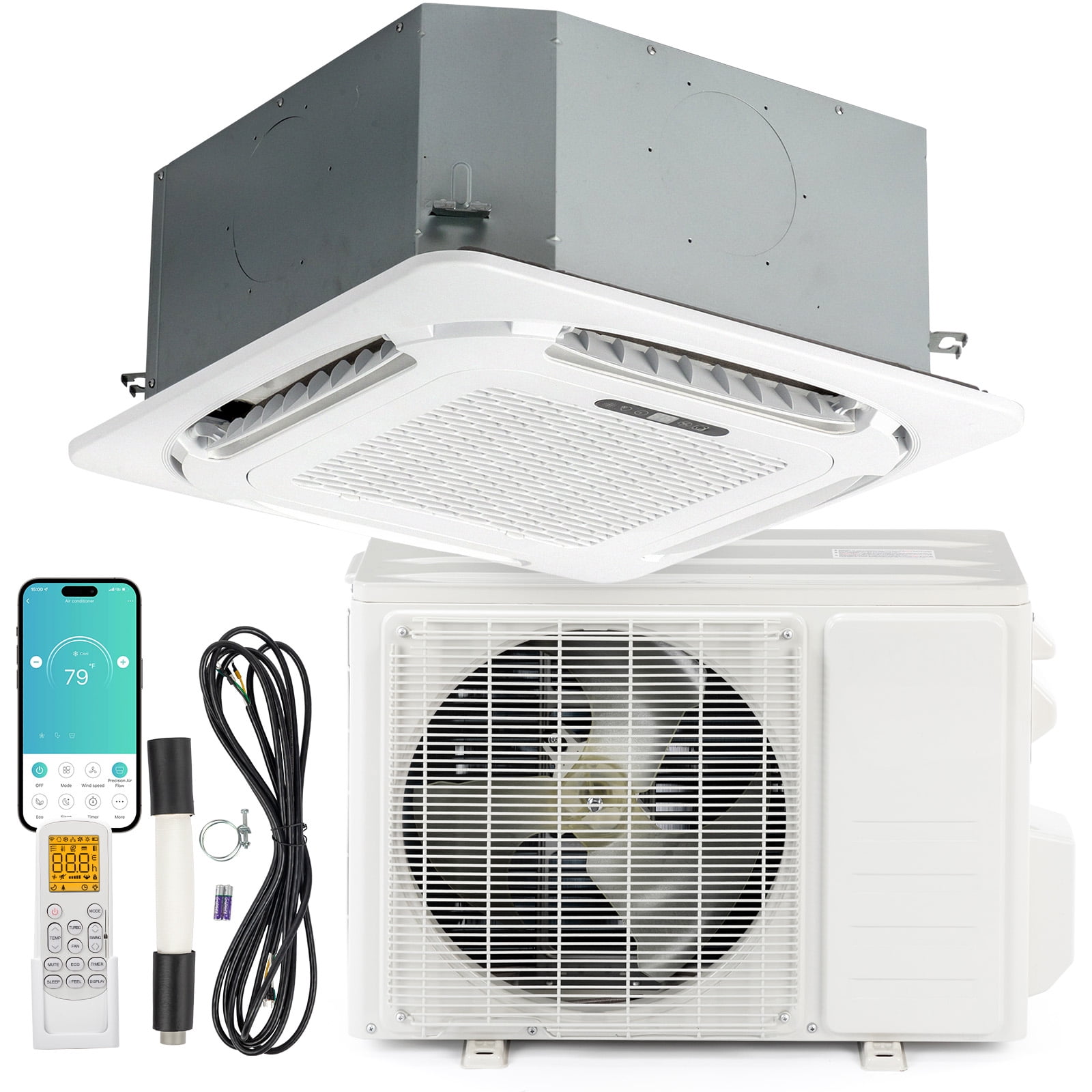 Ktaxon 23000 BTU Smart WIFI Ceiling Cassette Ductless Mini Split AC ...