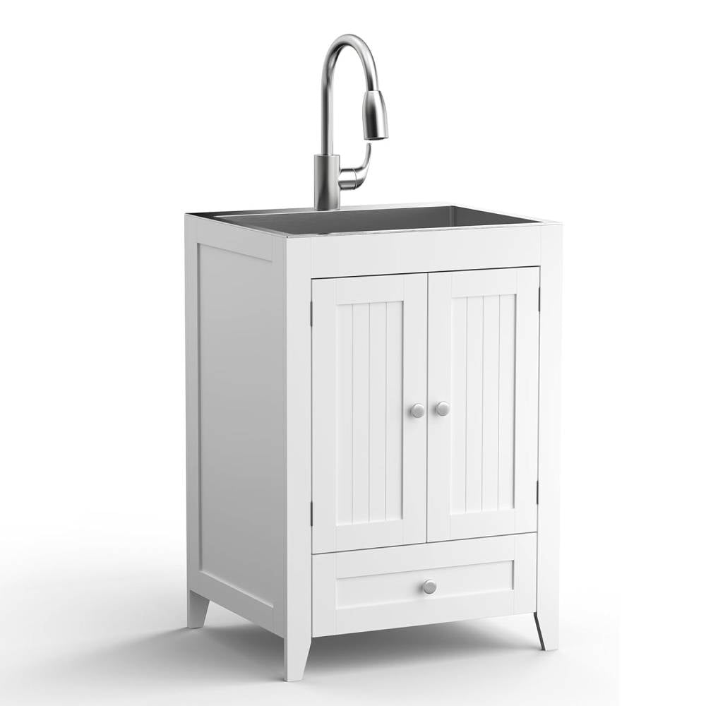 Ktaxon 24-Inch Laundry Sink with Cabinet and Pull-Out Sprayer Faucet ...