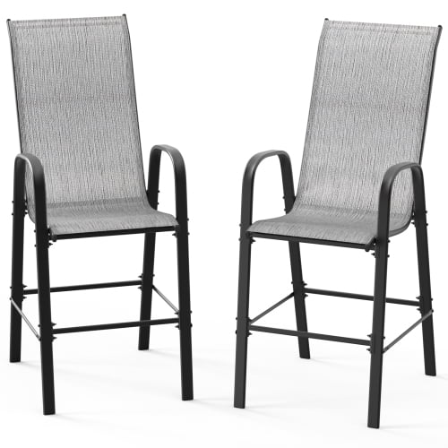 Ktaxon 2Pcs High Patio Outdoor Dining Chairs, Textilene Stackable ...