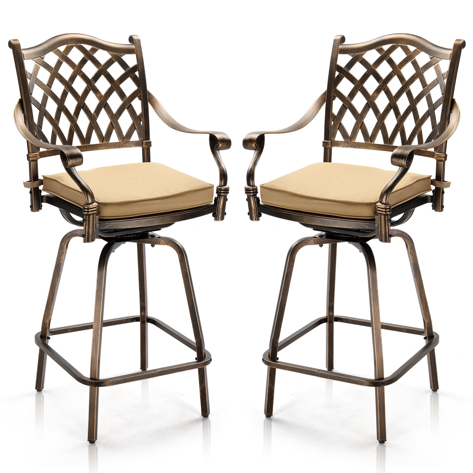 Ktaxon 2Pcs Outdoor Swivel Bar Stools, Weather Resistant Patio Bar ...