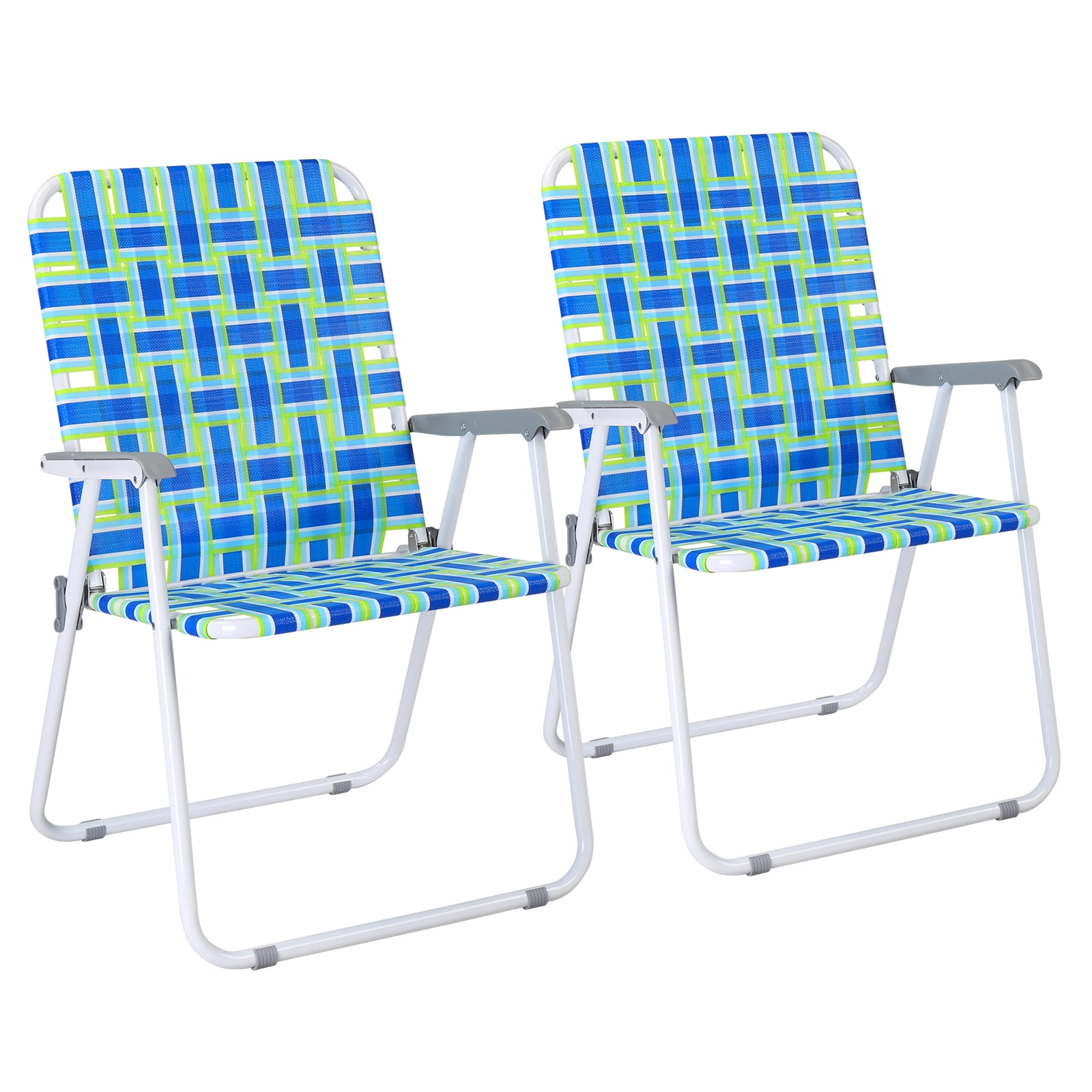 Ktaxon 2Pcs Oversize Patio Lawn Folding Chairs, Outdoor Webbed Portable ...