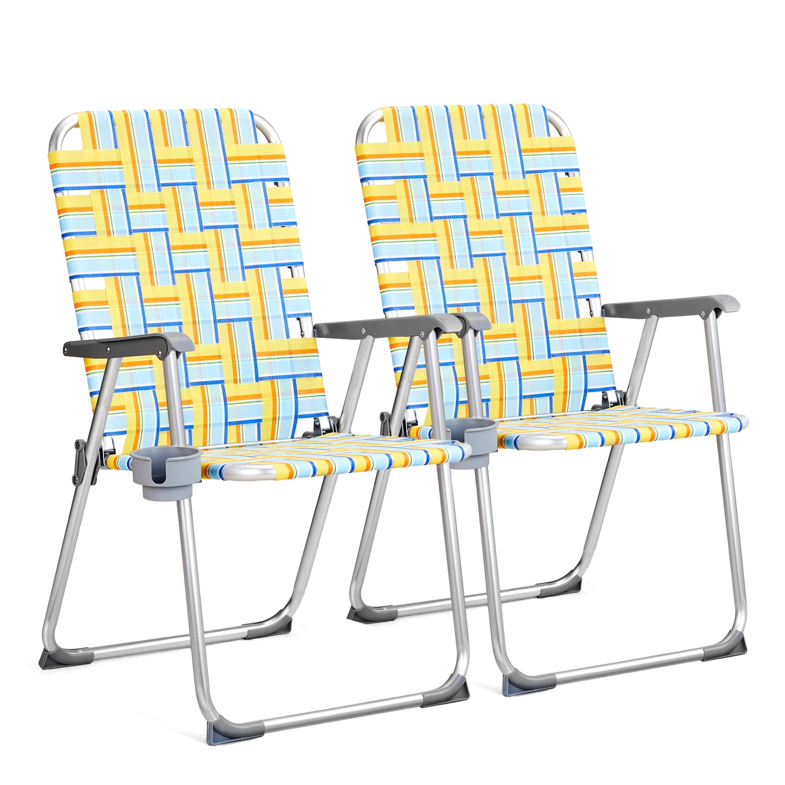 Ktaxon 2Pcs Folding Lawn Chair, Portable Aluminum Webbed - Walmart.com