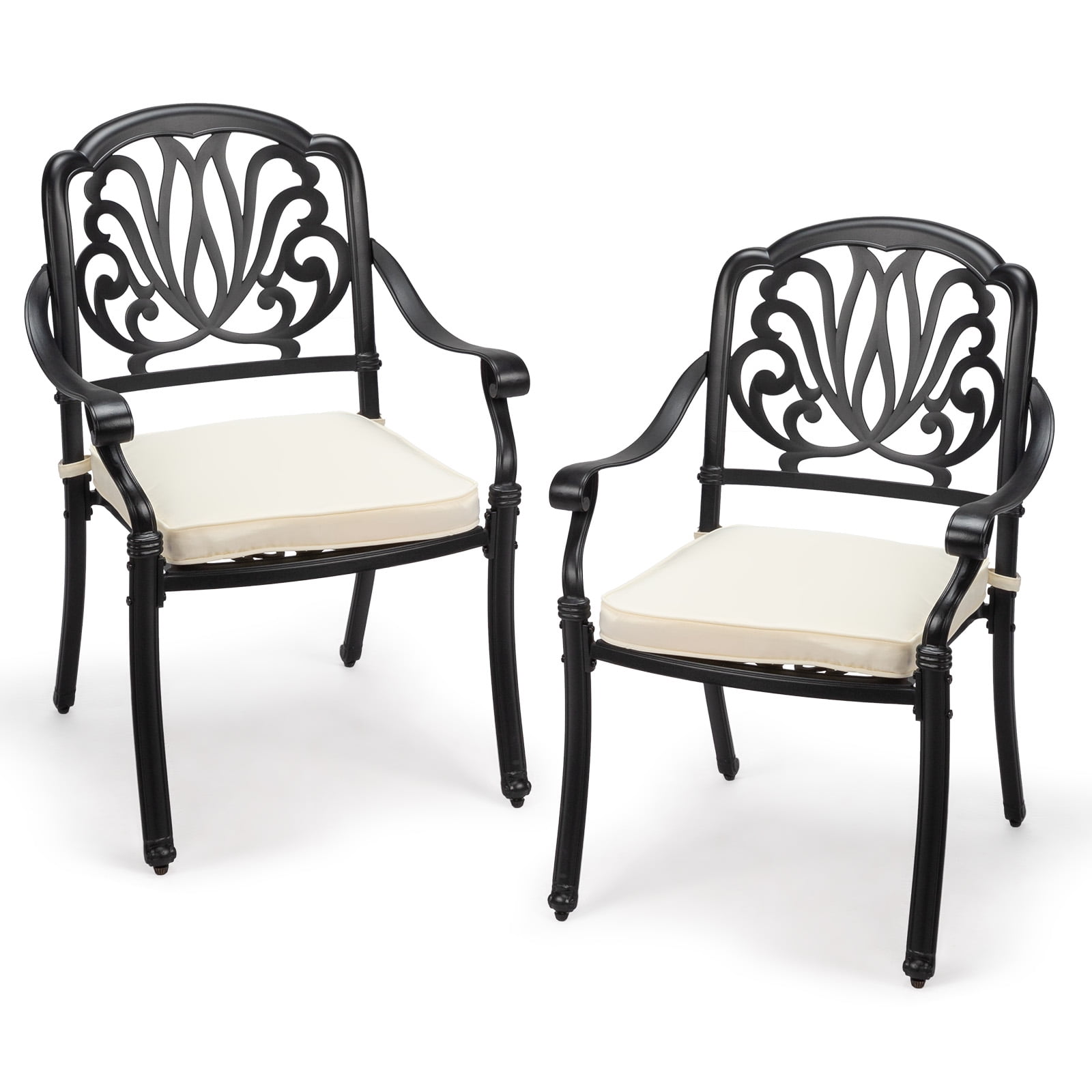 Ktaxon 2Pcs Stackable Cast Aluminum Patio Chairs with Cushion - Walmart.com