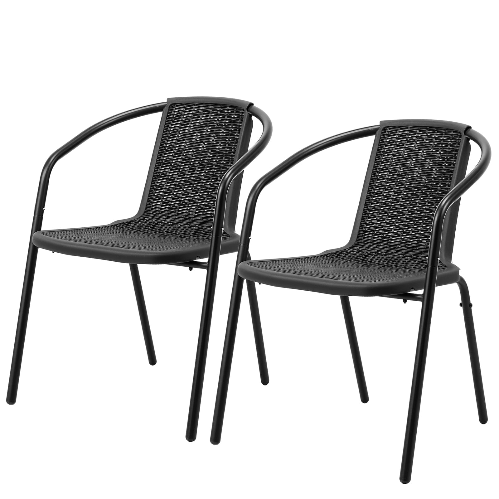 Ktaxon 2Pcs Plastic Stackable Chairs, Weather-Resistant Outdoor Dining ...