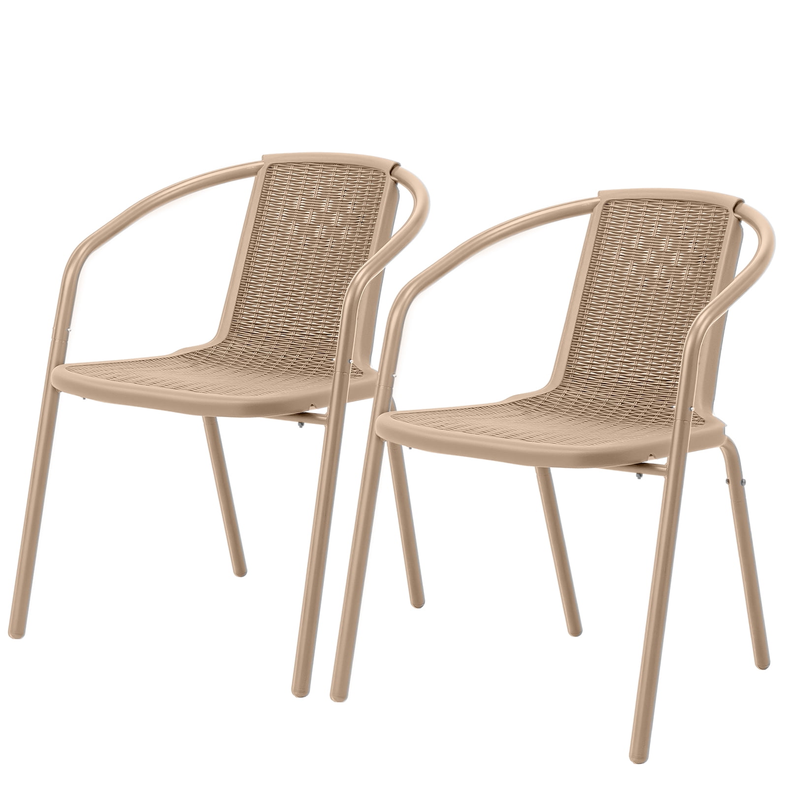 Ktaxon 2Pcs Plastic Stackable Chairs, Weather-Resistant Outdoor Dining ...