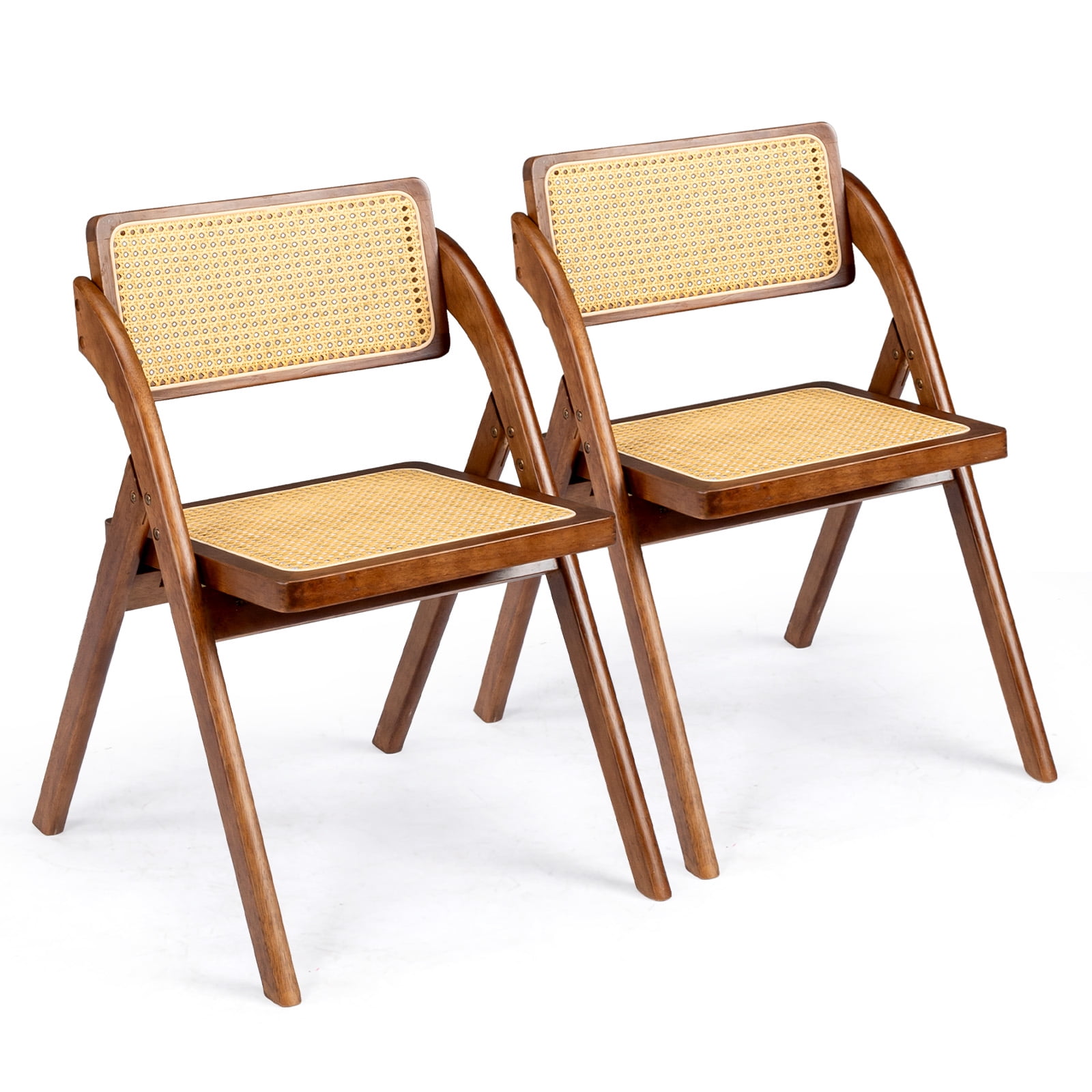 Ktaxon 2Pcs Rattan Folding Chairs, Modern Mid Century Dining Chairs ...