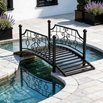 Ktaxon 4ft Wrought Iron Arched Bridge Railing with Square Top for ...