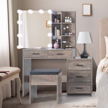 Ktaxon Makeup Vanity Table for Small Spaces, Vanity Table Set with ...