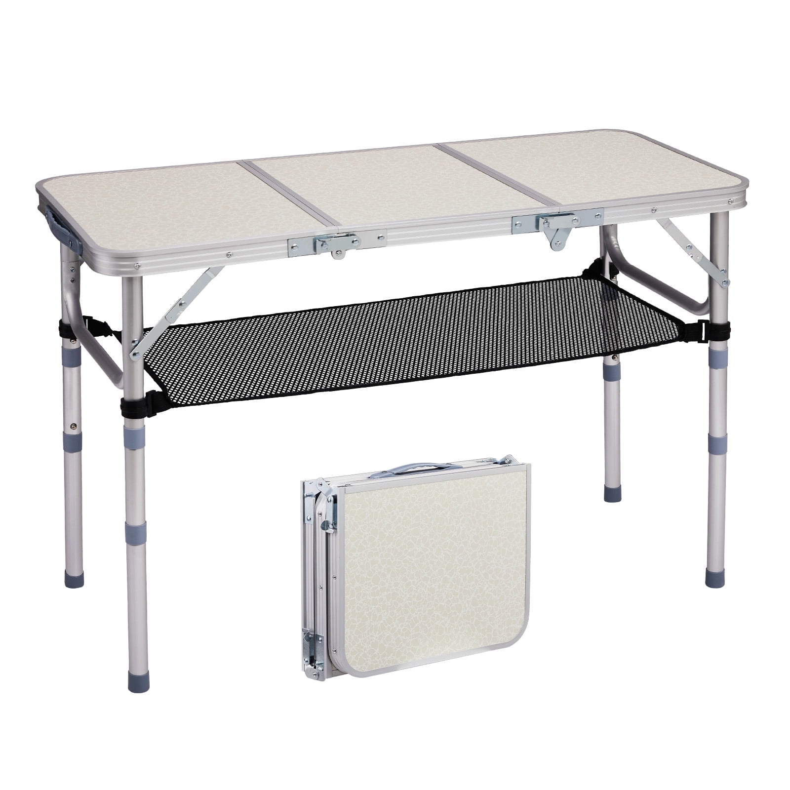 Ktaxon 3' Portable Folding Table with Adjustable Mesh Storage Bag, 3 ...