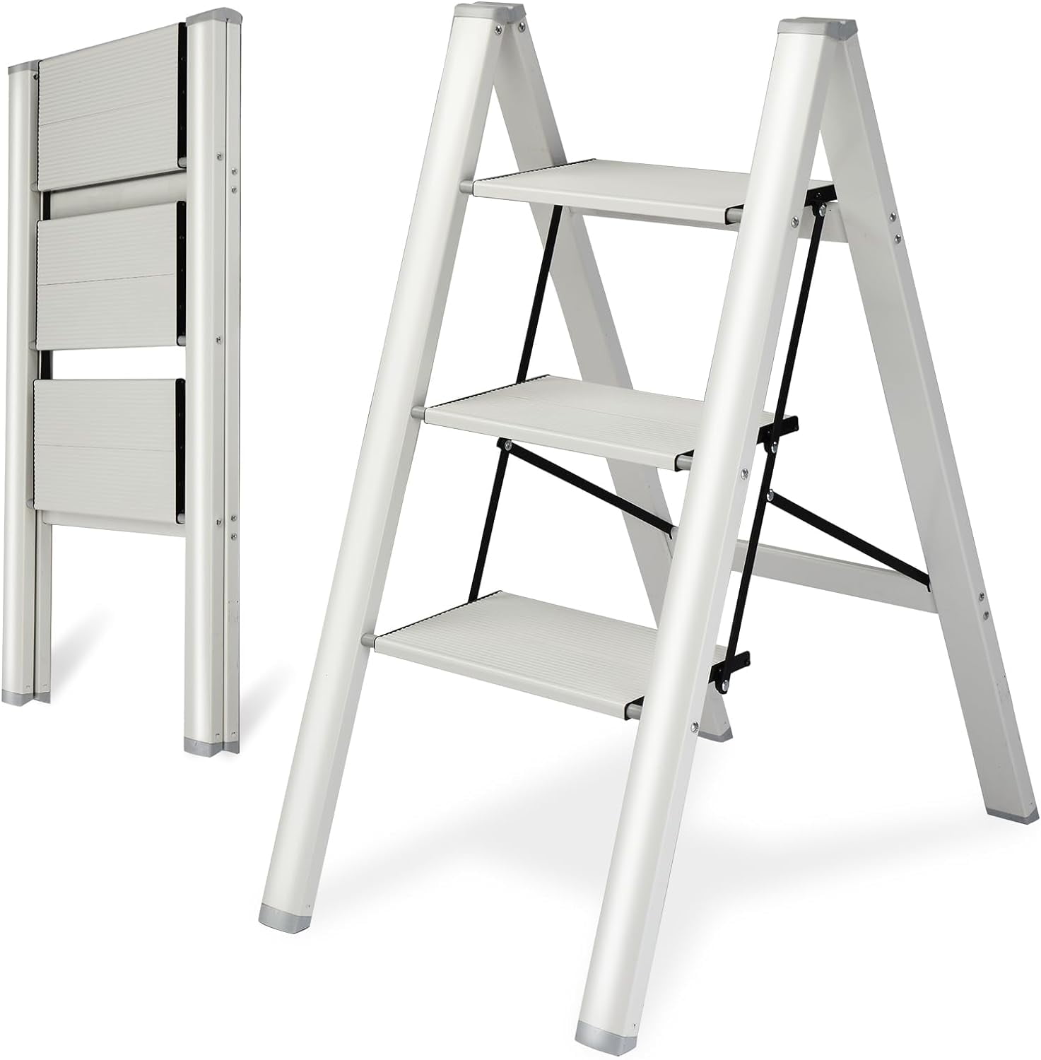Ktaxon 3 Step Ladder, Lightweight Foldable Step Stool, 330 lb. Load ...