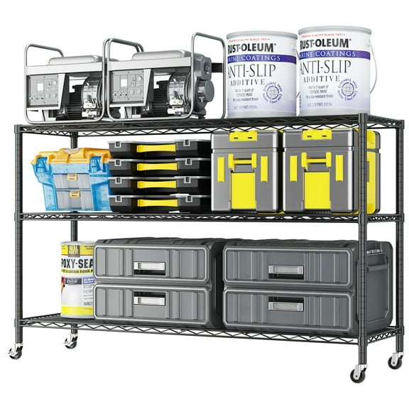 Heavy Duty 4-Tier Shelving with Wheels, 35.43" W x 17.72" D x 61.02" H ...