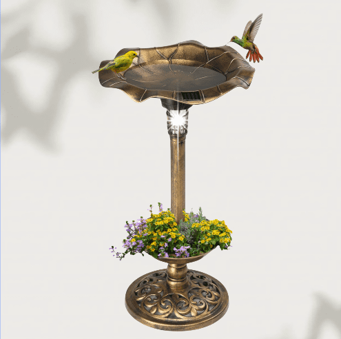 Ktaxon 3-in-1 Birdbath and Bird Feeder with Polyresin Pedestal, Retro ...