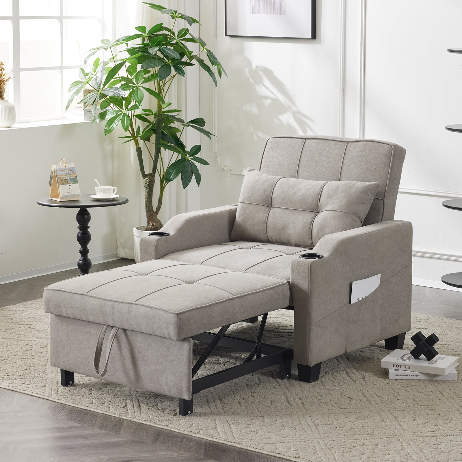Ktaxon 3-in-1 Convertible Sleeper Sofa Bed with Lumbar Pillow, Light ...