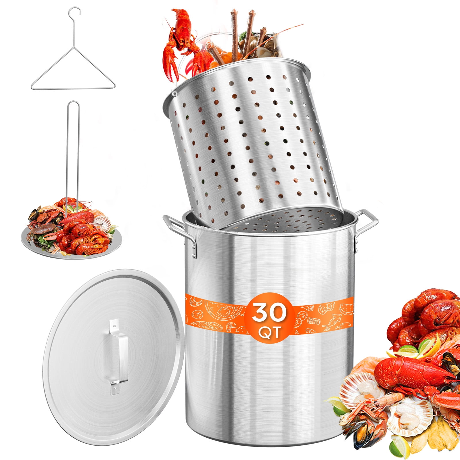 Ktaxon 30QT Pot Deep Turkey Pot Aluminum Fryer Boiling Pot - Walmart.com