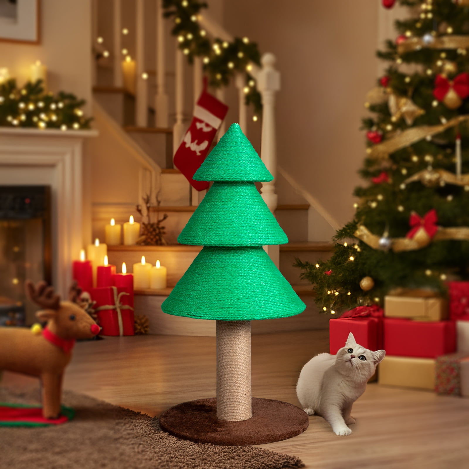 Ktaxon 31.5'' Christmas Tree Cat Scratcher, Large Sisal Scratching Post ...