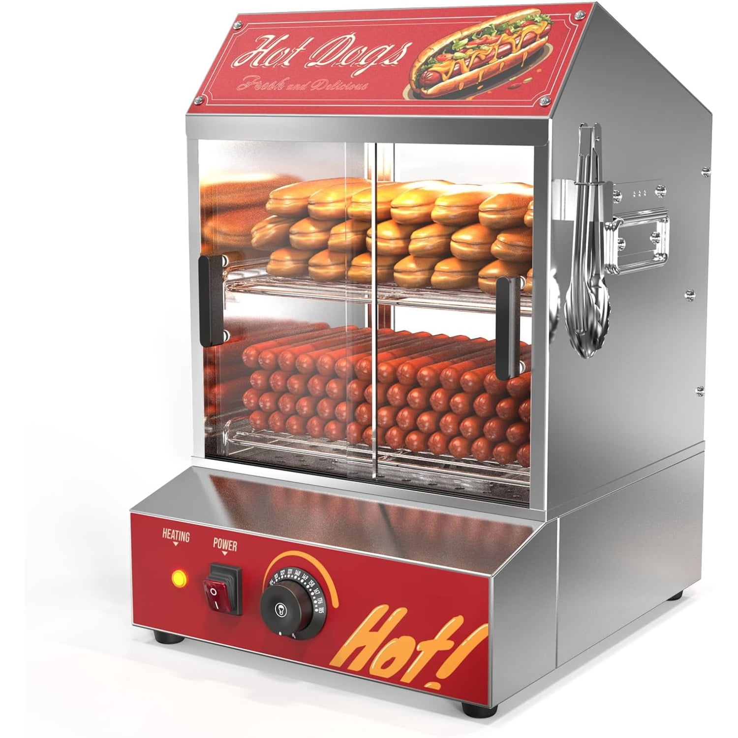 Ktaxon Hot Dog Maker with Bun Warmer, Stainless Steel, 31.7QT Capacity ...