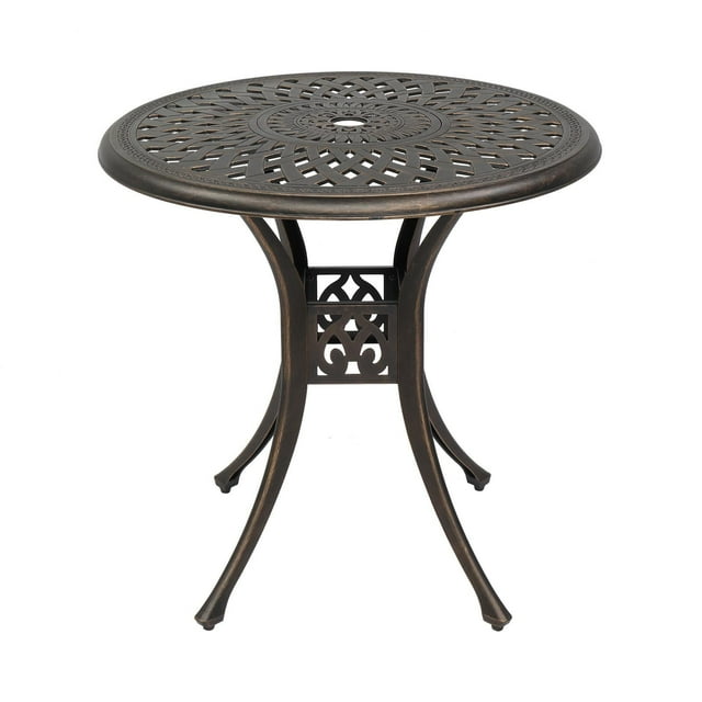 Ktaxon 31in Outdoor Dining Iron Table, Cast Aluminum Round Patio Bistro ...