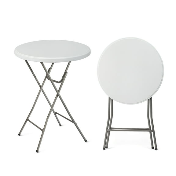 Bonnlo Round Folding Table 32 inch, HDPE Plastic Small Tabletop with ...