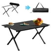 Portable Folding Metal Wood BBQ Camping Table 47.2x23.6x17.7in for ...