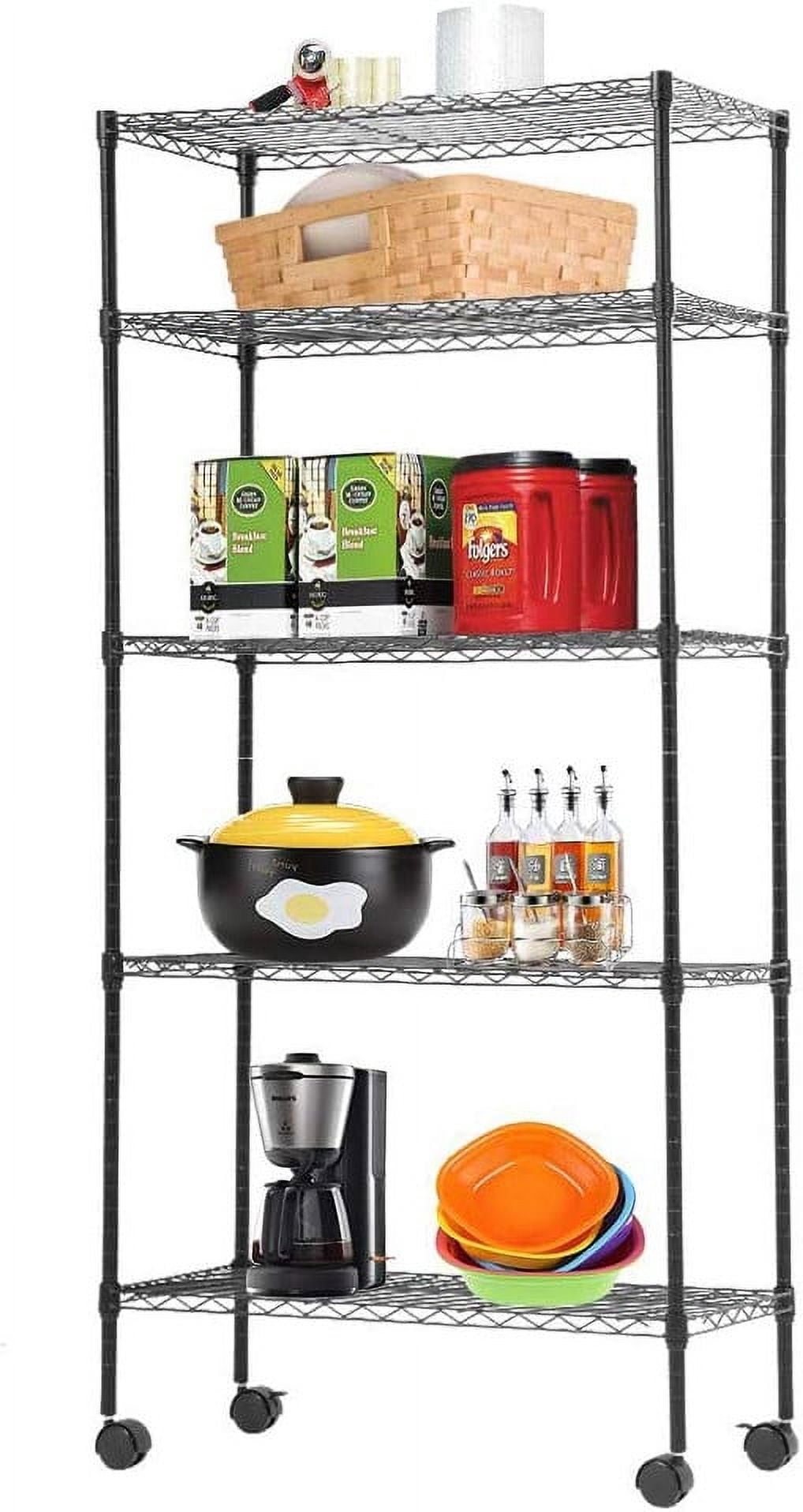 Ktaxon 5-Shelf Metal Unit with Casters, 35''L x 14''W x 60''H, Mobile ...