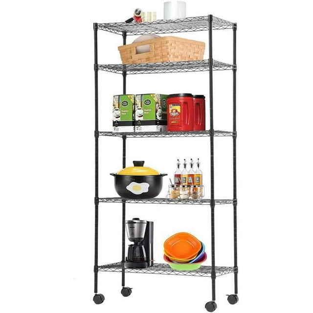 Ktaxon 5-Shelf Metal Unit with Casters, 35''L x 14''W x 60''H, Mobile ...