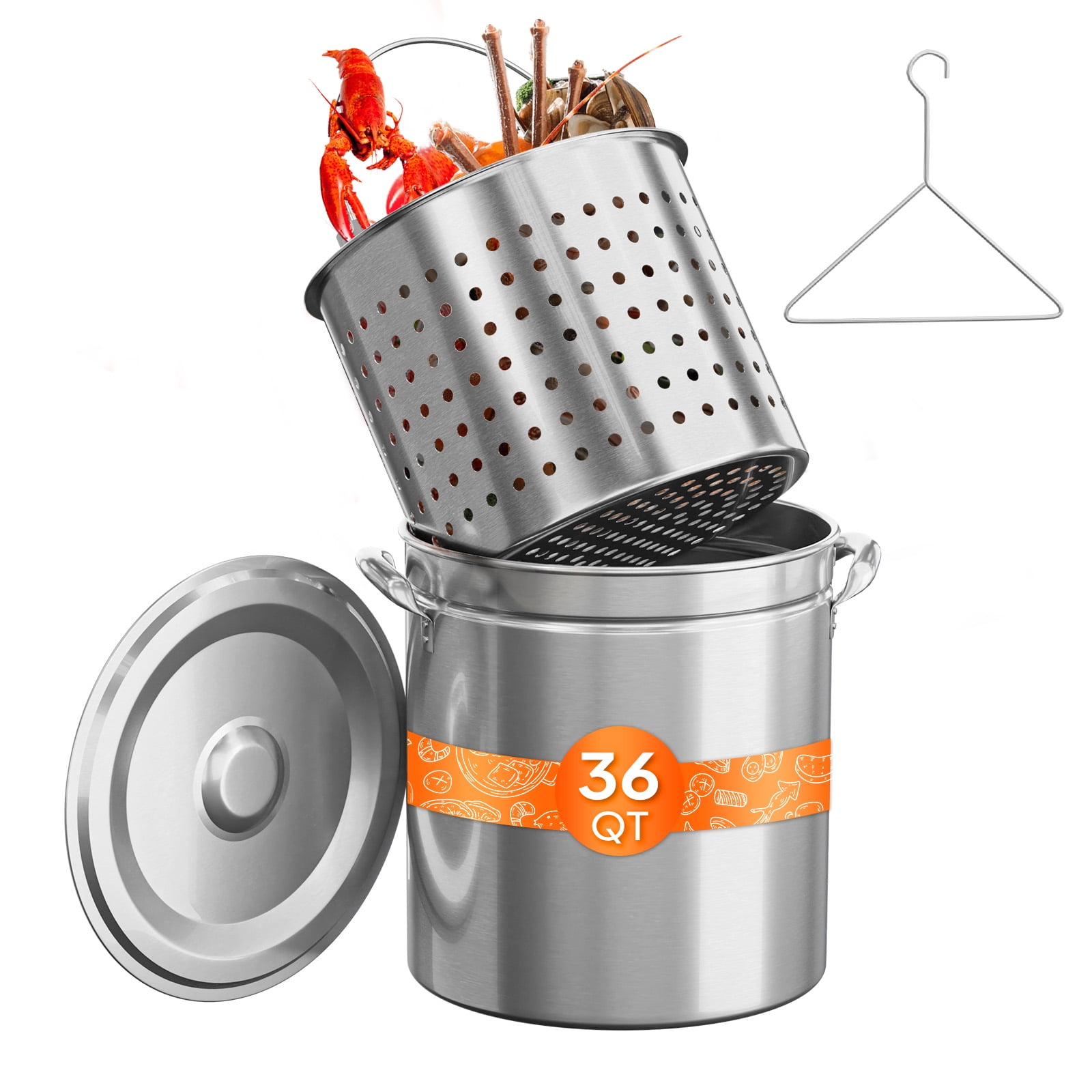 Ktaxon 36QT Pot Deep Turkey Pot Stainless Steel Fryer Boiling Pot ...