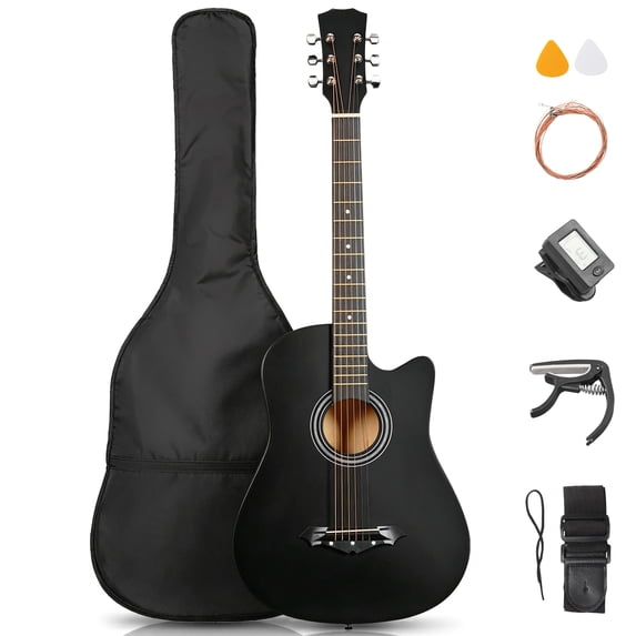 Ktaxon 38 Inch Cutaway Acoustic Guitar for Beginners,Full Basswood ...