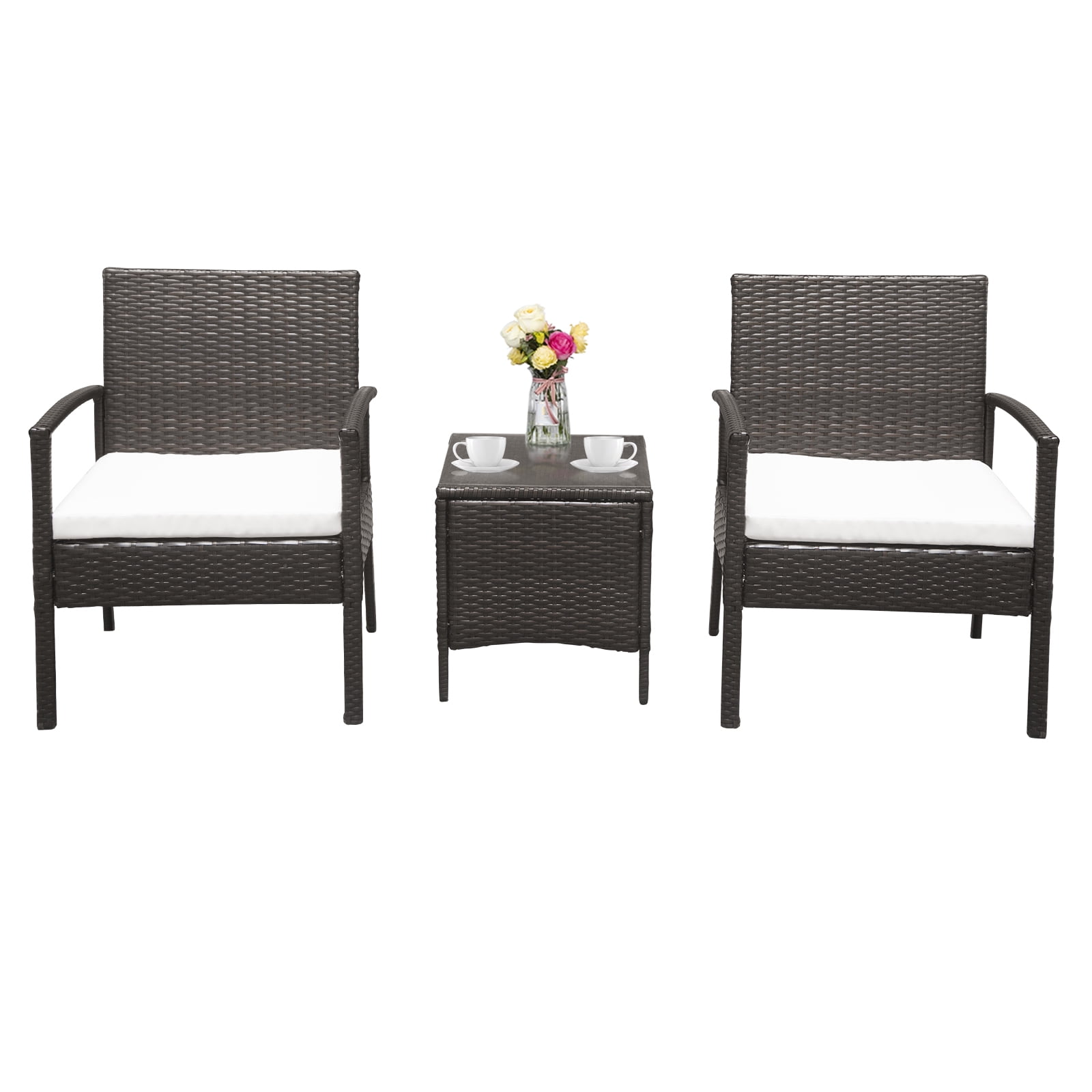 Ktaxon 3-Piece Outdoor Patio Garden Wicker Rattan Conversation Chat Set ...