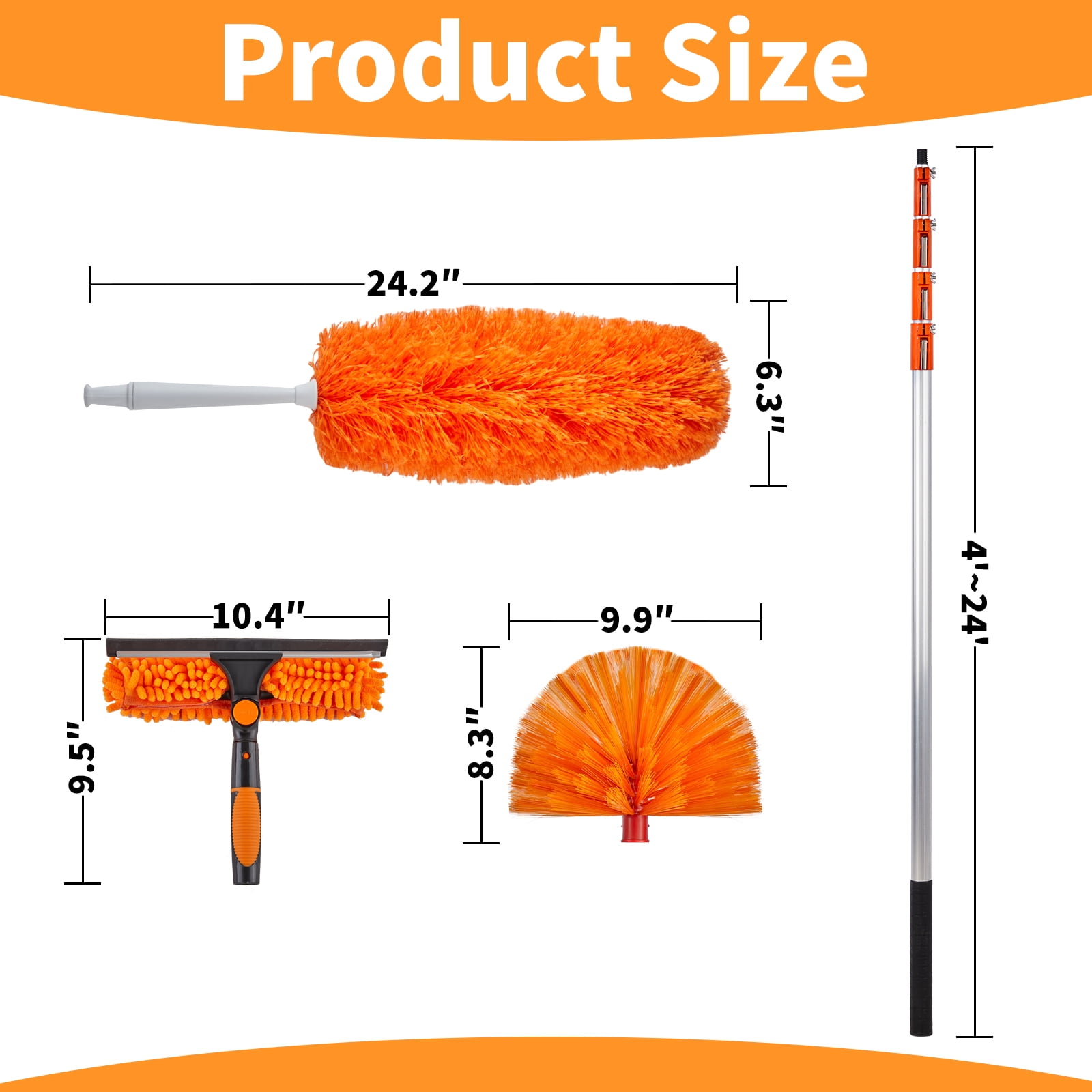 Ktaxon 4-24FT Extendable Telescopic Pole Duster with Silver, 4-Section ...