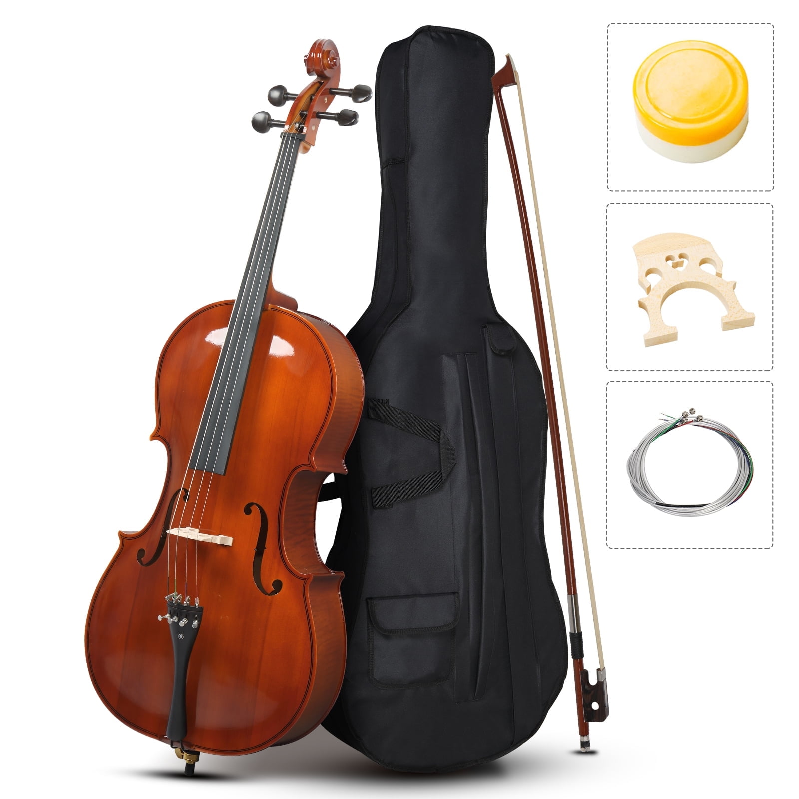 Ktaxon 4/4 Full Size Beginner's Cello with Bag, Bow, Rosin, Bridge, and ...