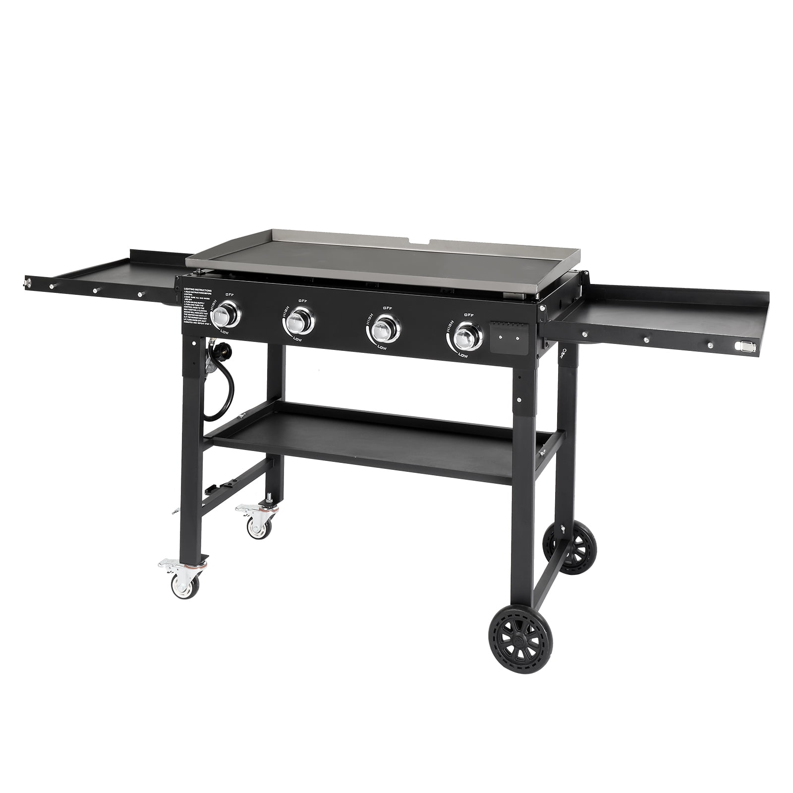 Ktaxon Portable 4-Burner Propane Griddle, Foldable BBQ Grill with Side ...