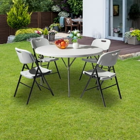 Magshion 5.5FT Round Folding Table, Heavy Duty Plastic Portable Round ...