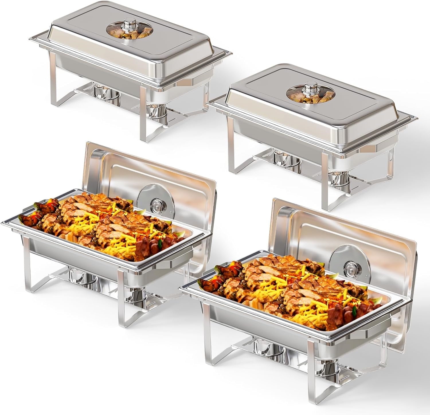Ktaxon 4 Pack Chafing Dish for Buffet with Glass Lid, 8 Quart Stainless ...