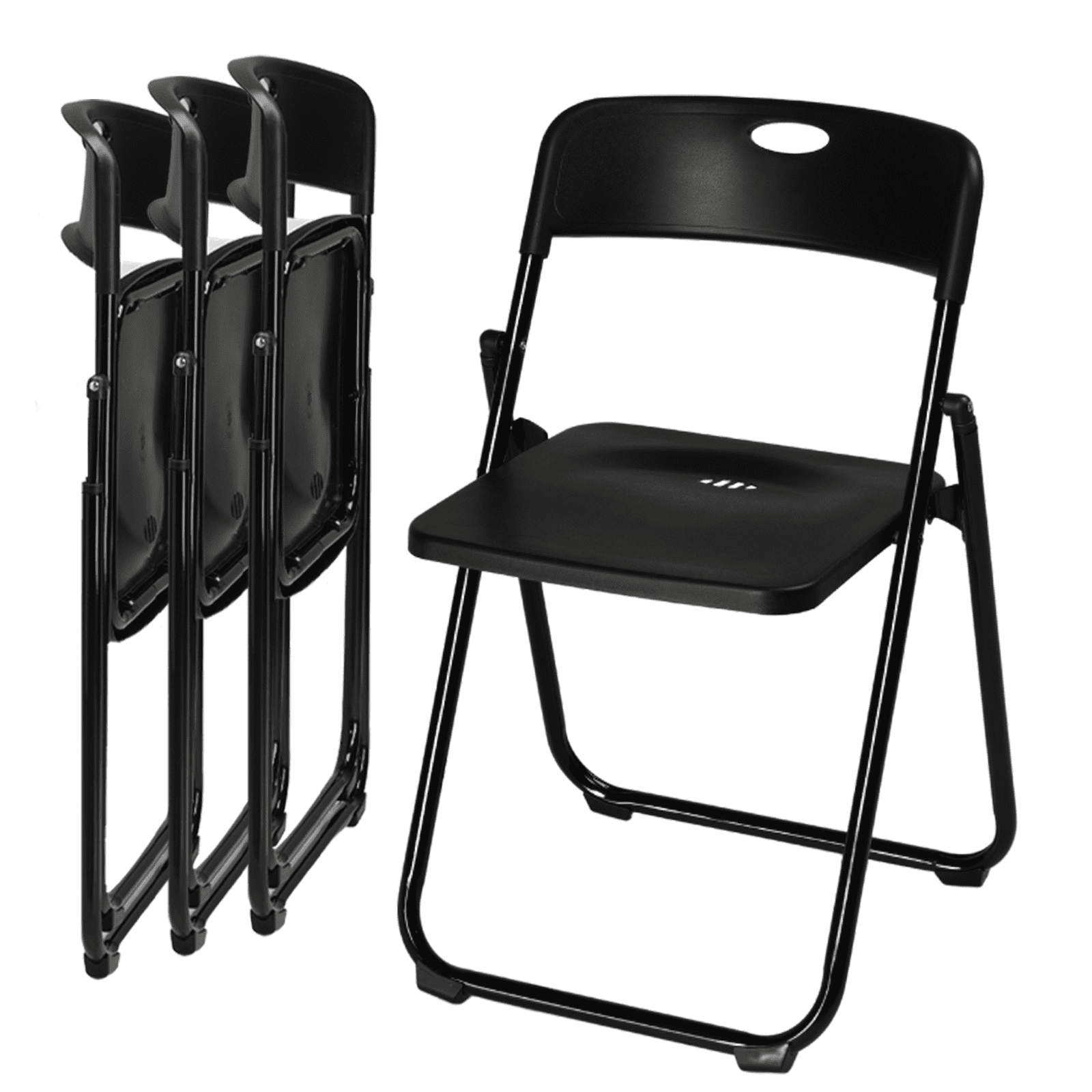 Ktaxon 4-Pack Black Folding Plastic Chairs, Stackable Event Seating ...